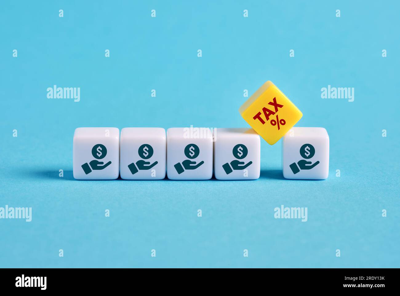 Income tax and taxation concept. The word tax, percentage and income ...