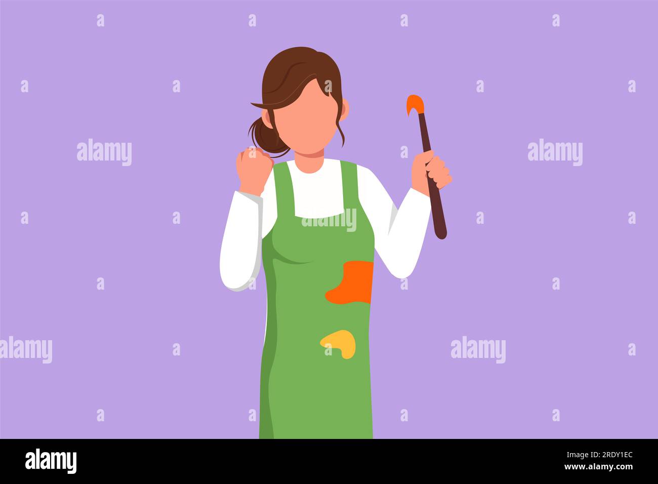 Character flat drawing female painter holding paintbrush with celebrate ...