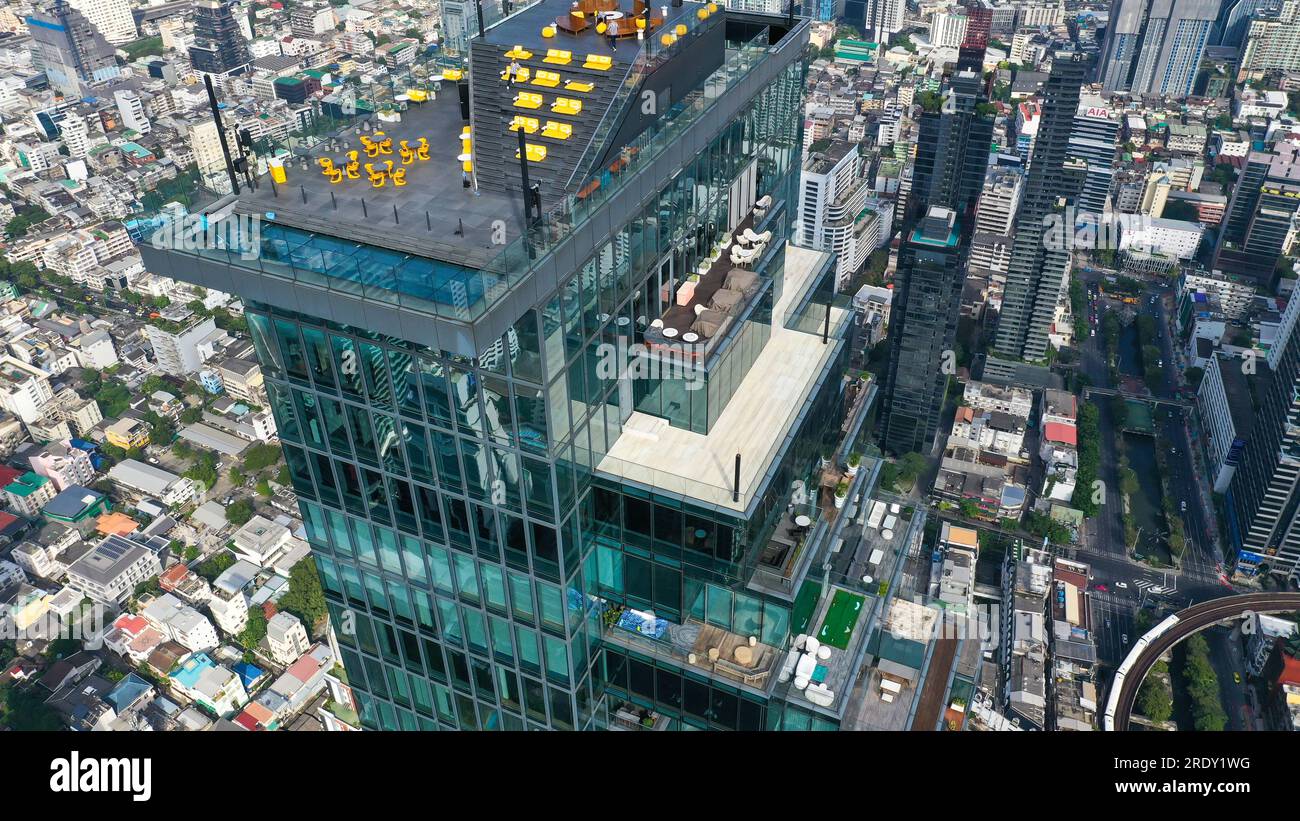Aerial view top of the highest building in Bangkok City, Thailand Stock ...