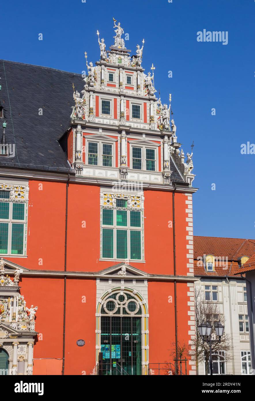 Decorated facade of the historic university in Helmstedt, Germany Stock ...