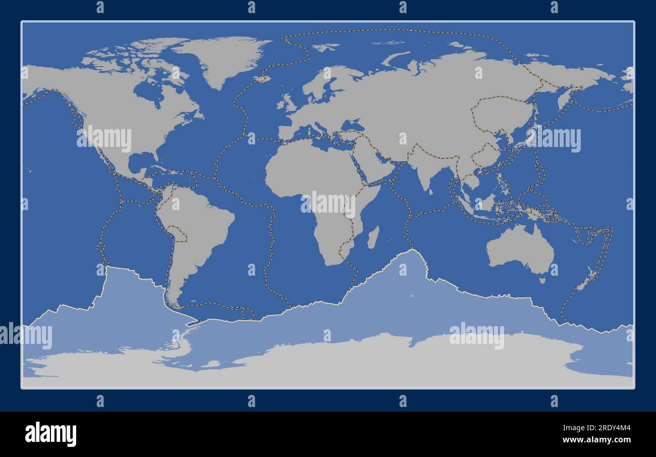 Antarctica Tectonic Plate On The Solid Contour Map In The Compact Miller Projection Centered