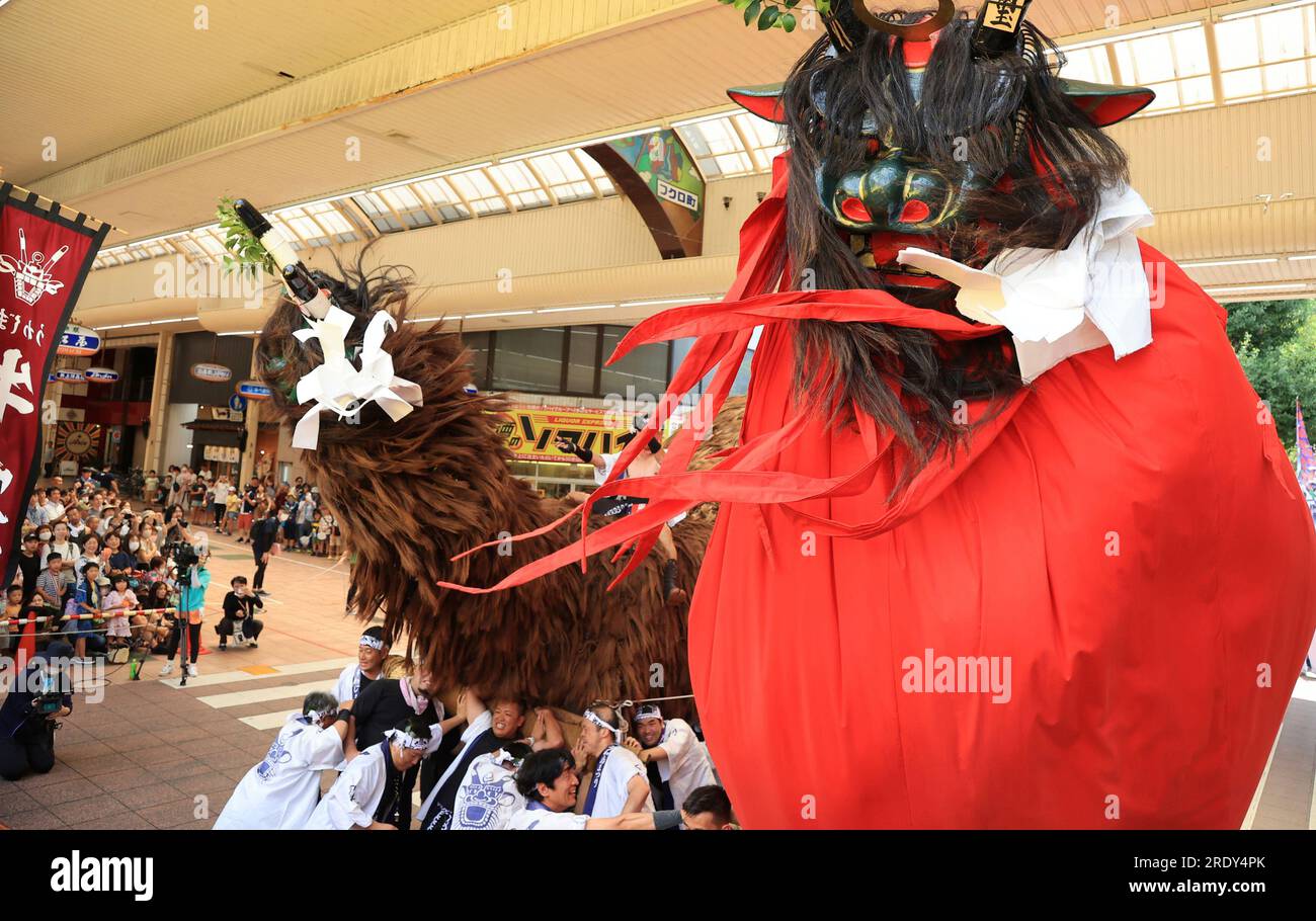 Ushioni floats are seen during Uwajima Ushioni Festival in Uwajima ...