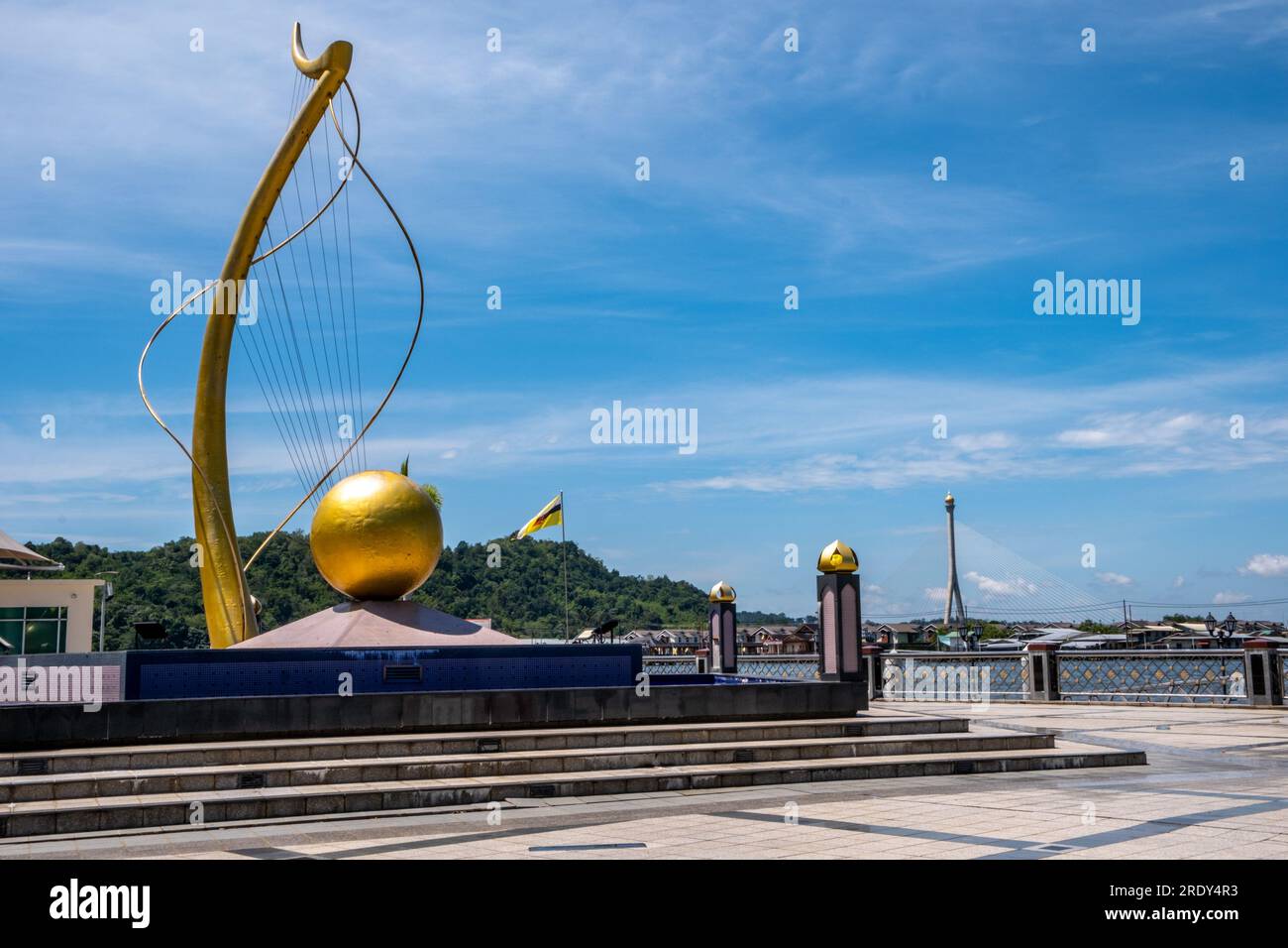Golden sculpture in a public square in Bandar Seri Begawan, Brunei ...