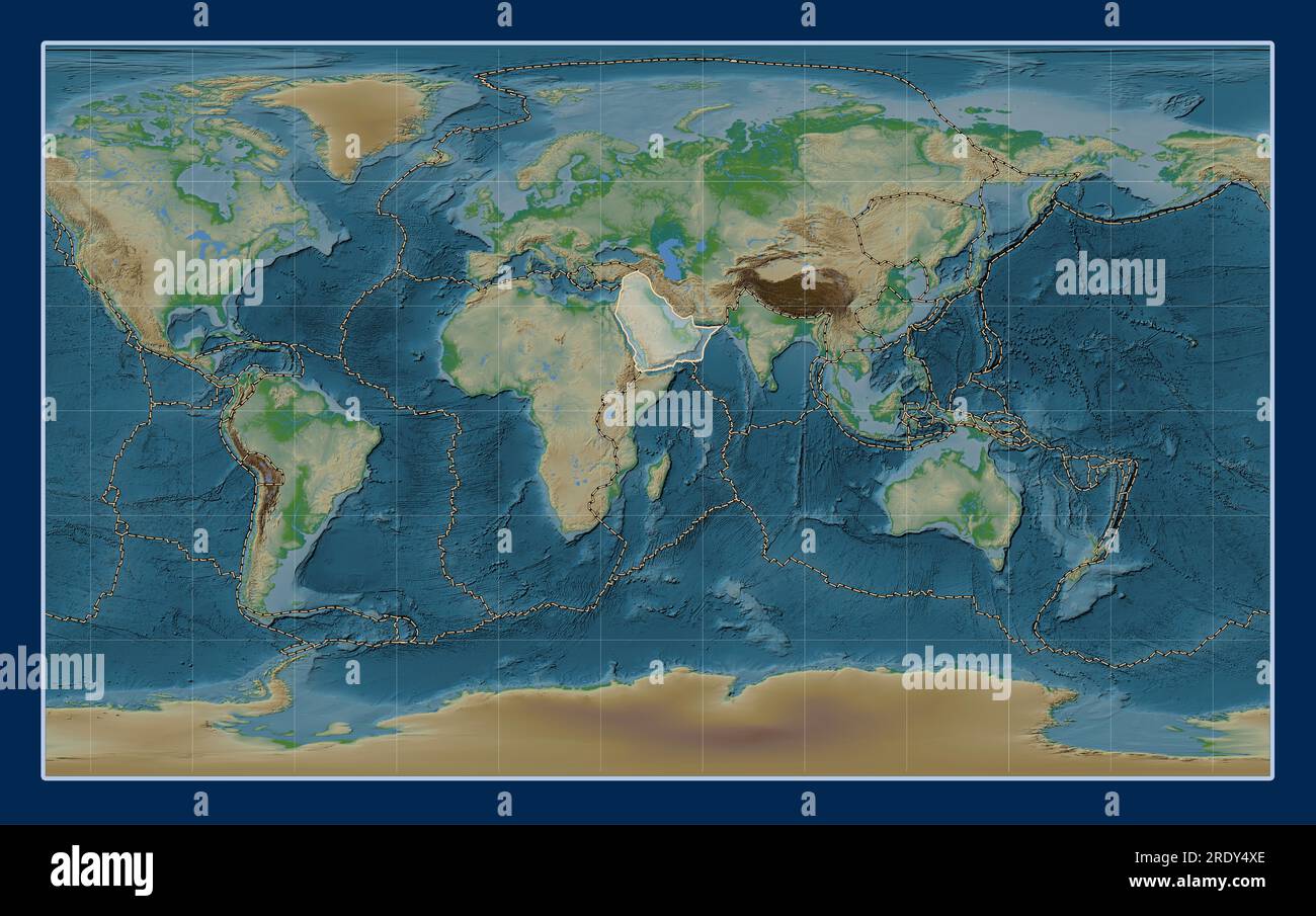 Arabian tectonic plate on the physical elevation map in the Compact ...