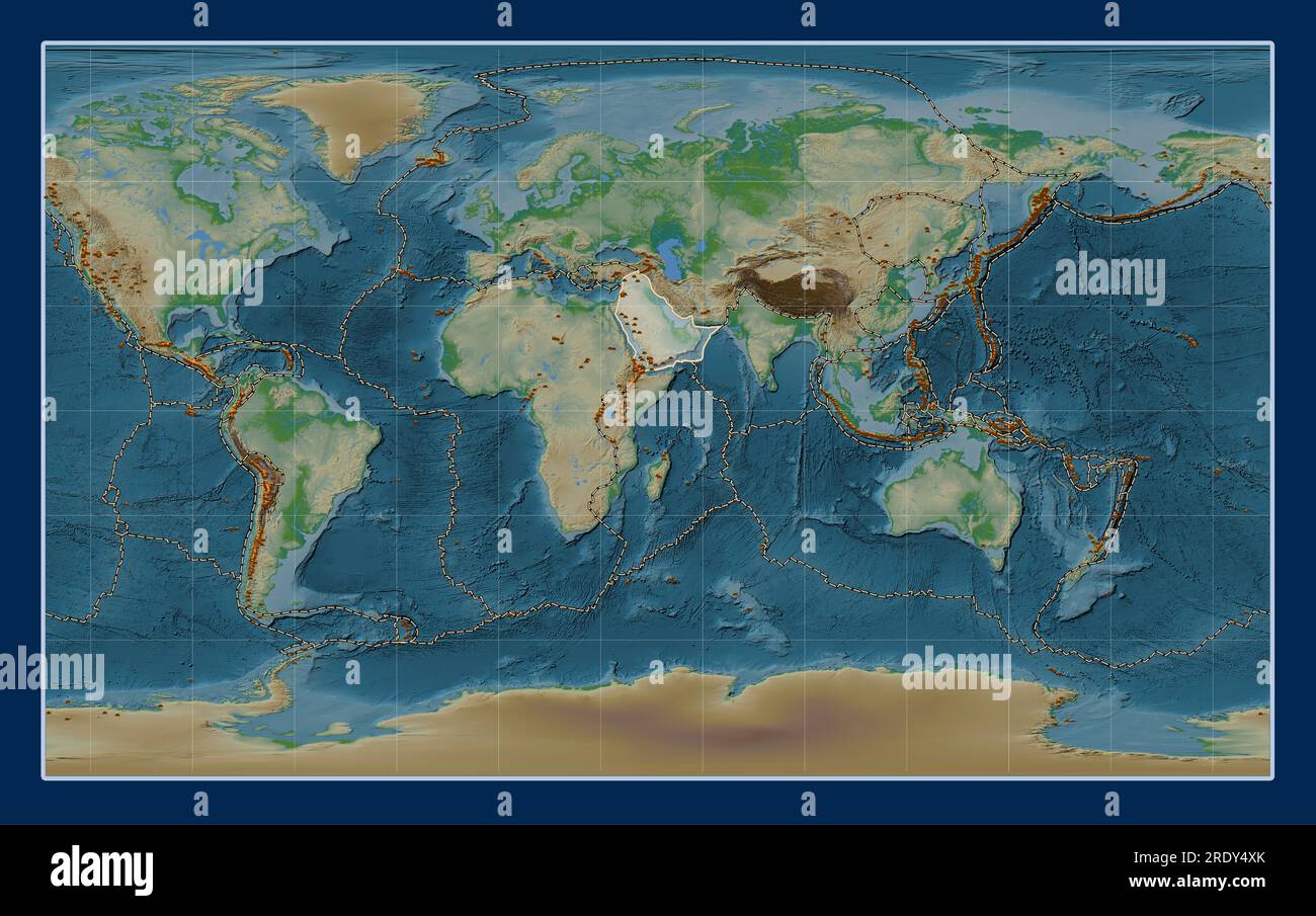 Arabian tectonic plate on the physical elevation map in the Compact ...