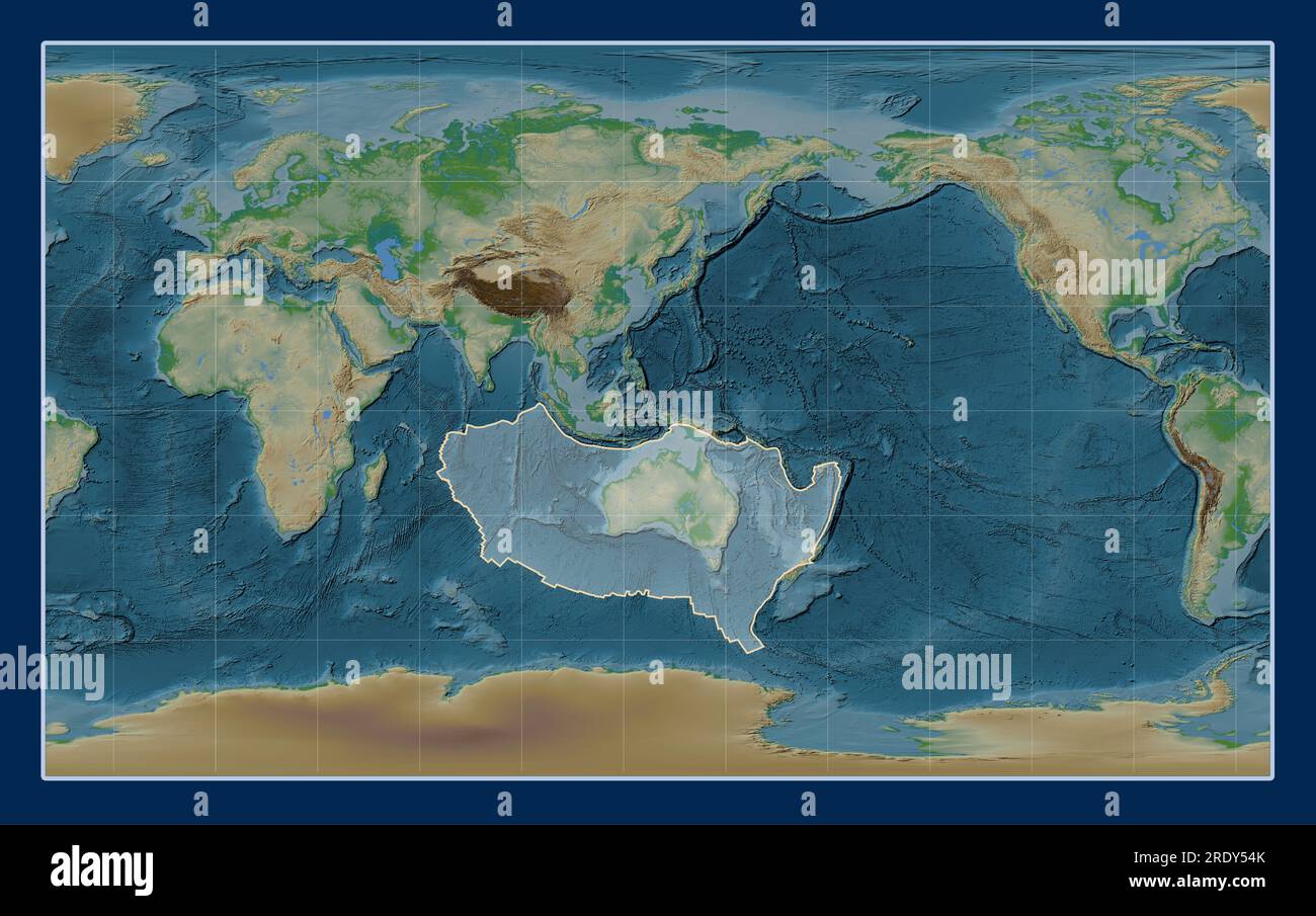 Australian tectonic plate on the physical elevation map in the Compact ...