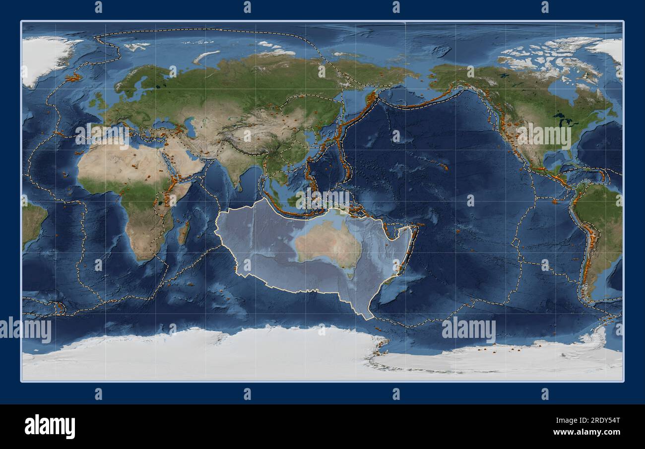 Australian tectonic plate on the Blue Marble satellite map in the ...