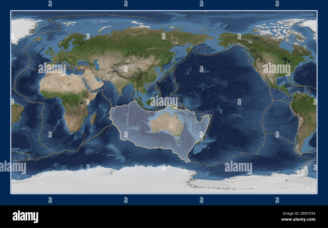 Australian tectonic plate on the Blue Marble satellite map in the ...