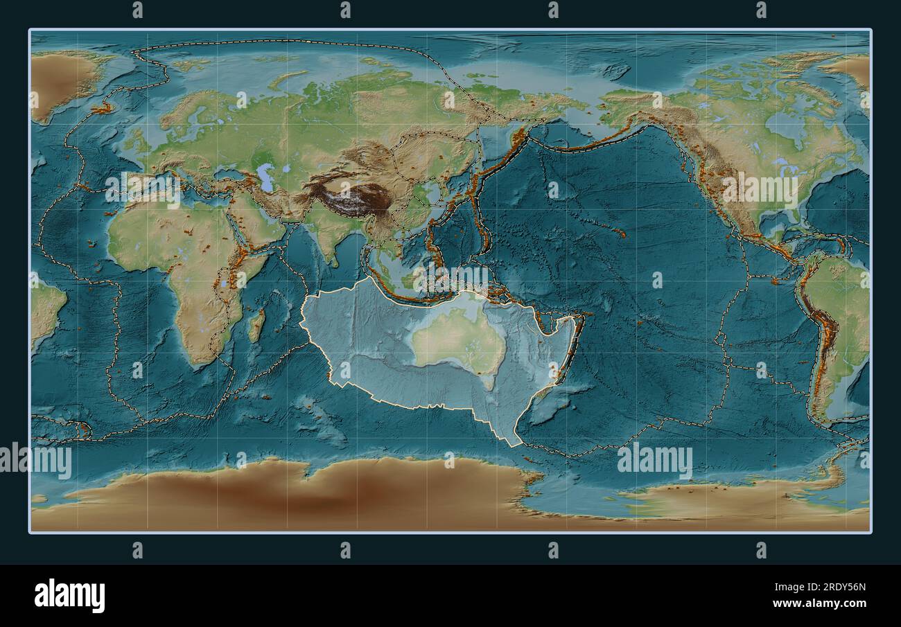 Australian tectonic plate on the Wiki style elevation map in the ...