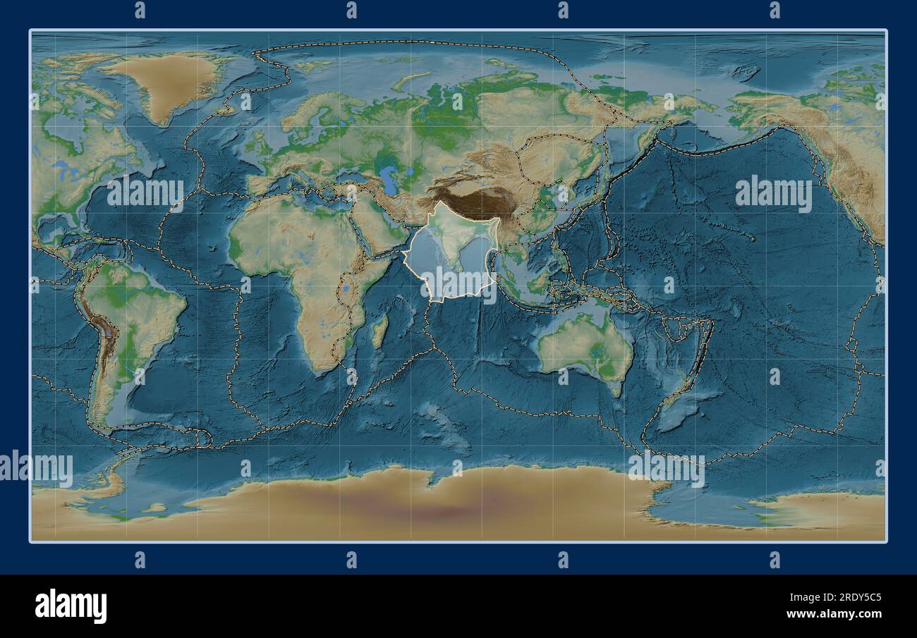Indian tectonic plate on the physical elevation map in the Compact ...