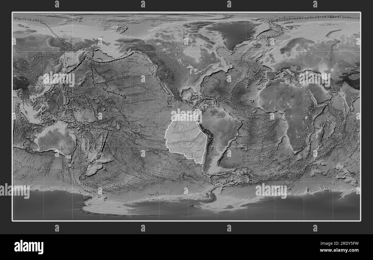 Nazca tectonic plate on the grayscale elevation map in the Compact ...