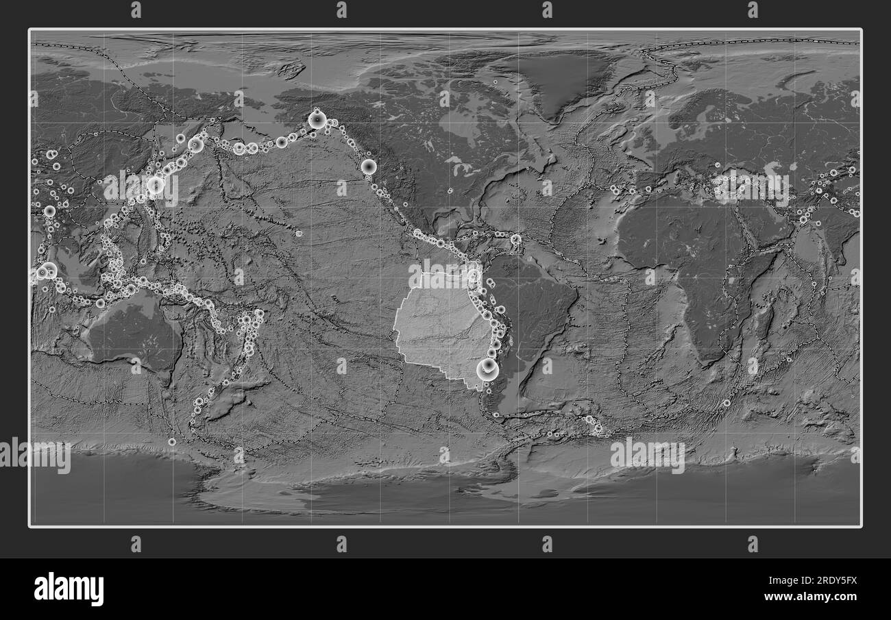 Nazca tectonic plate on the bilevel elevation map in the Compact Miller ...