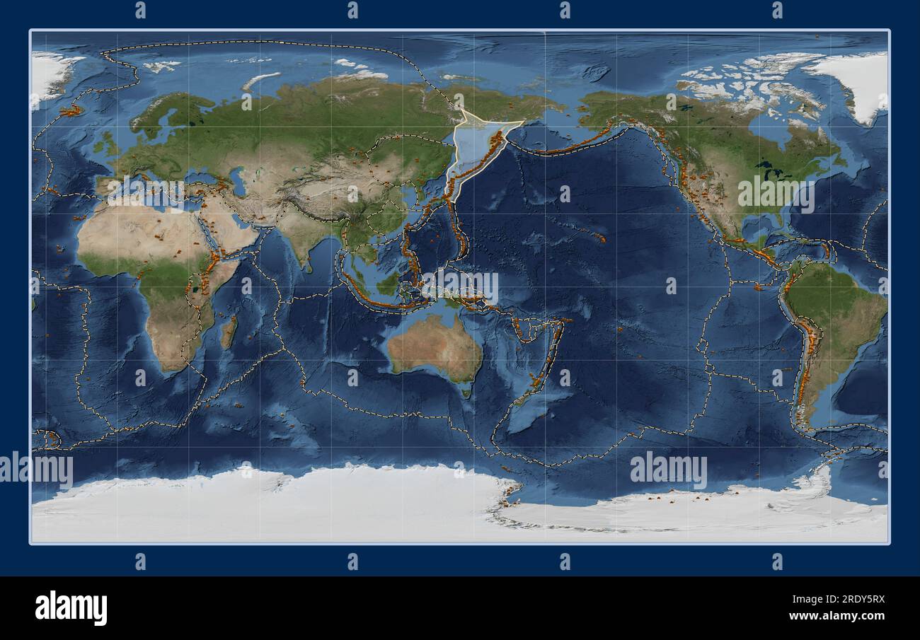 Okhotsk tectonic plate on the Blue Marble satellite map in the Compact ...
