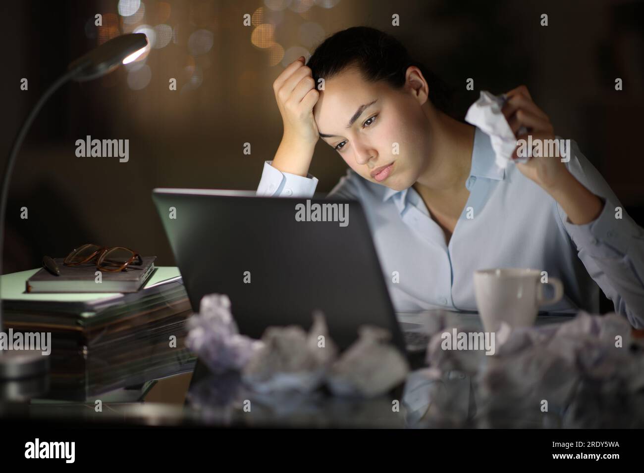 Late worker frustrated mistake online hi-res stock photography and images - Alamy