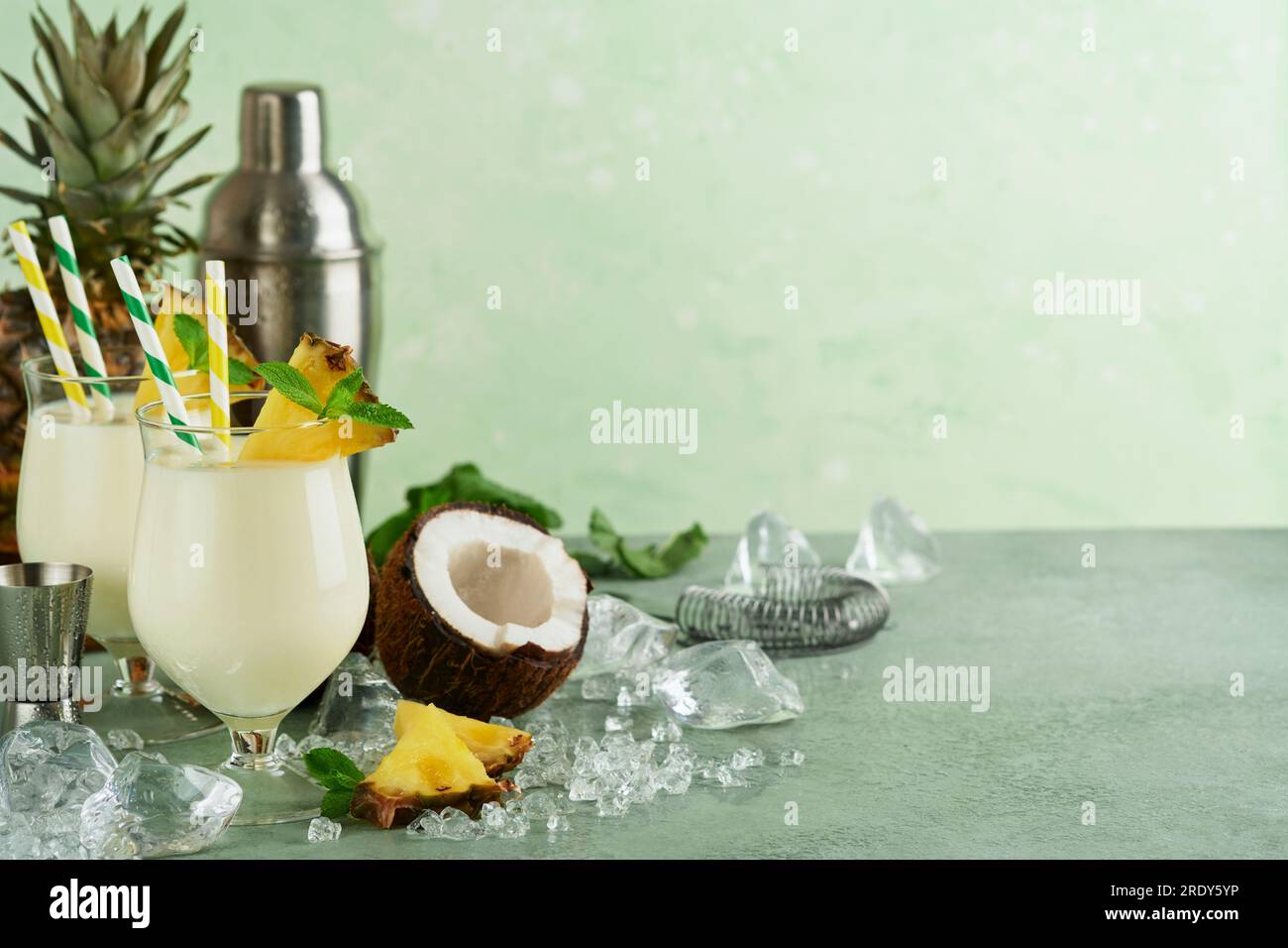 Pina Colada. Traditional caribbean cocktail from rum, pineapple juice ...