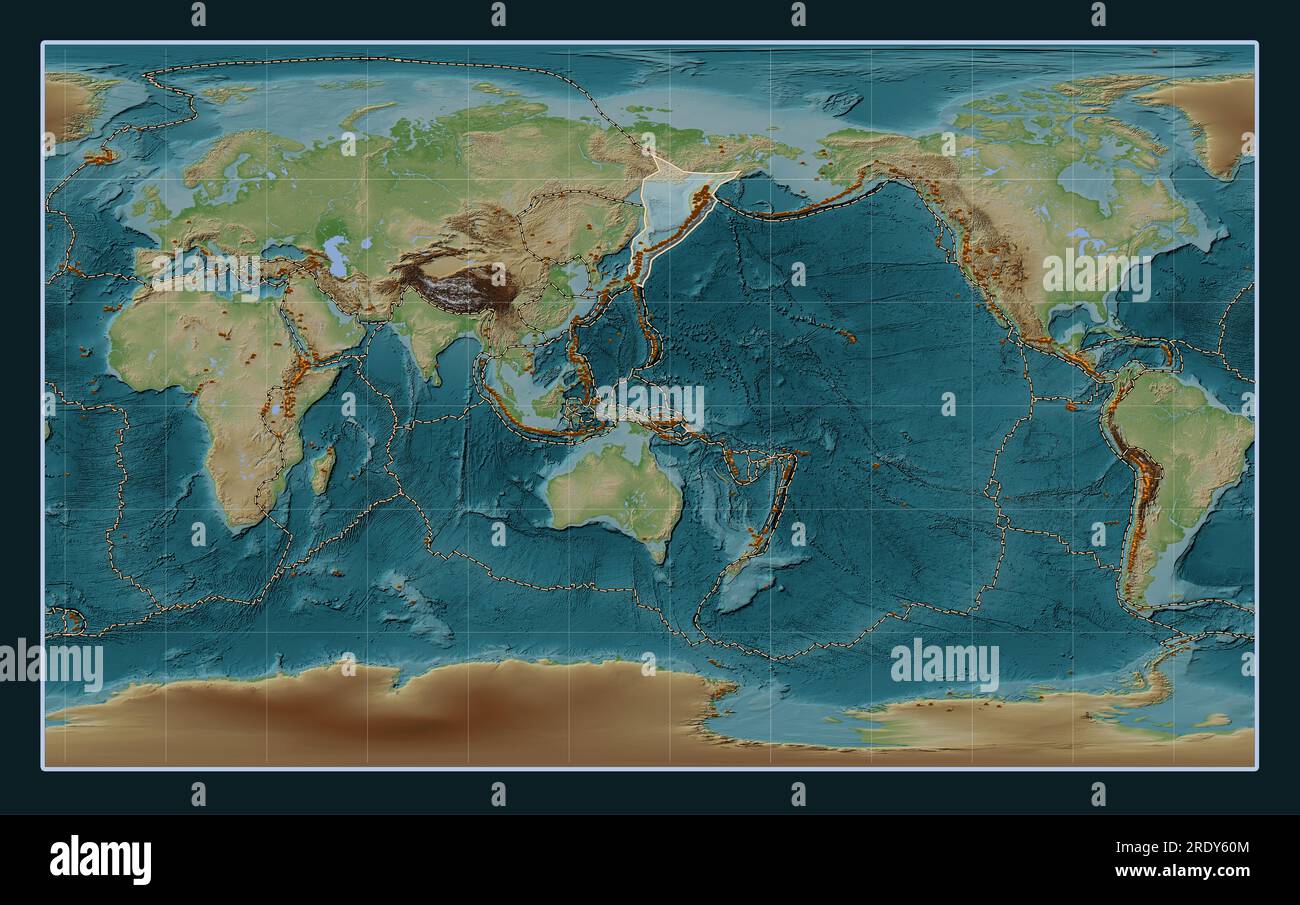 Okhotsk Tectonic Plate On The Wiki Style Elevation Map In The Compact Miller Projection Centered