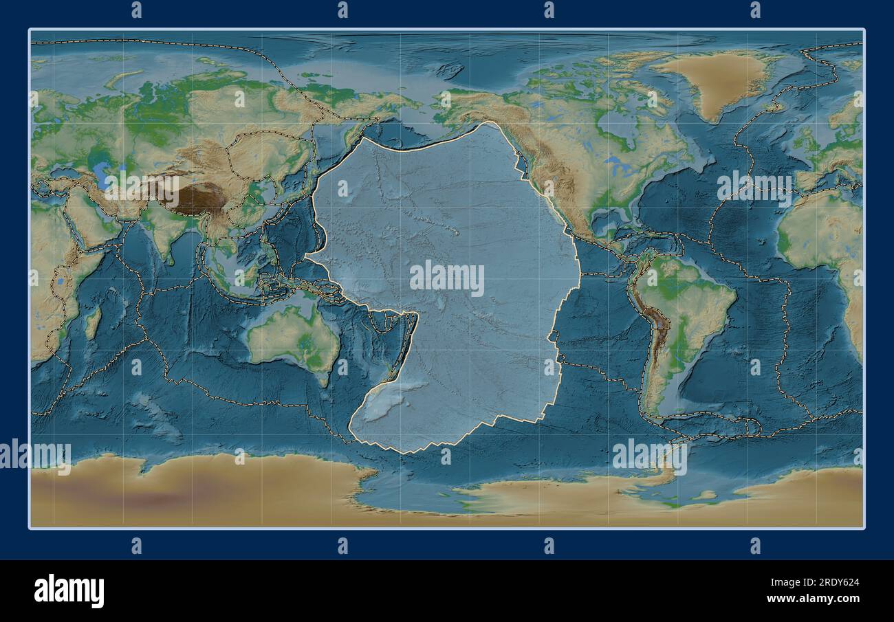 Pacific tectonic plate on the physical elevation map in the Compact ...