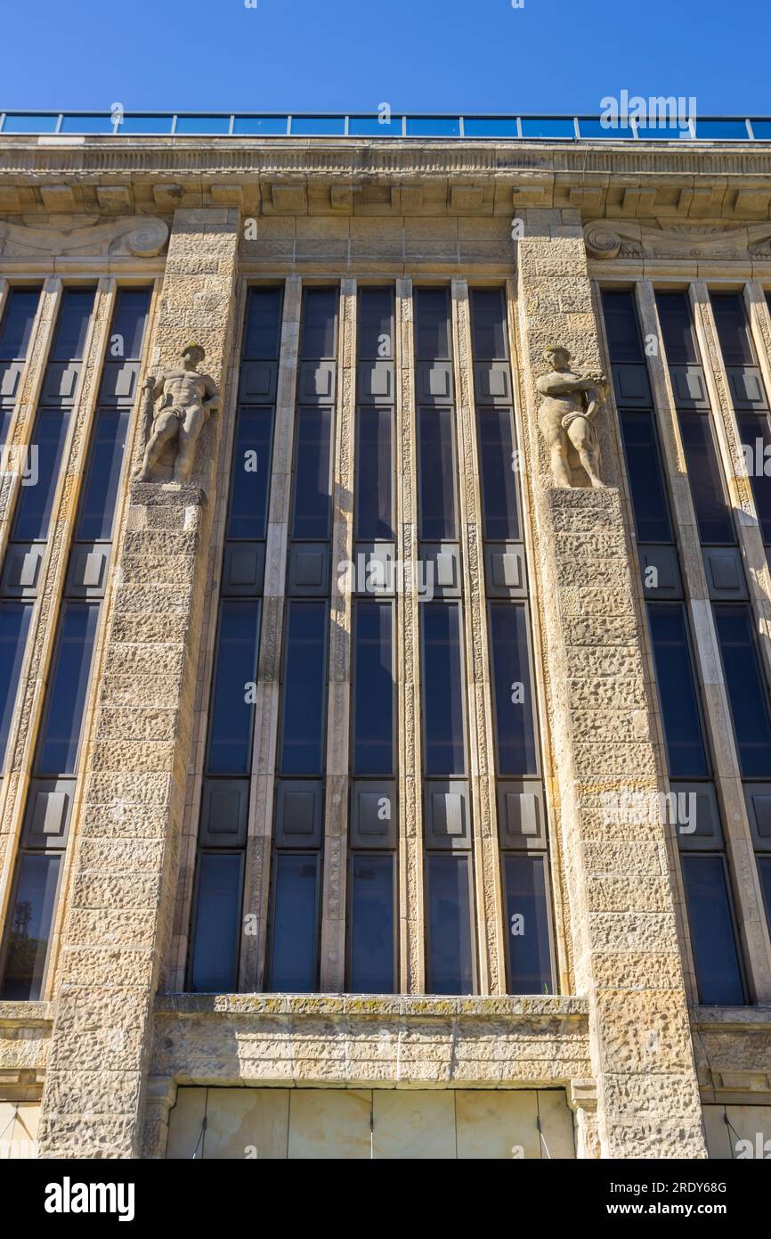 Facade of a historic building on the Hansa square in Dortmund, Germany ...