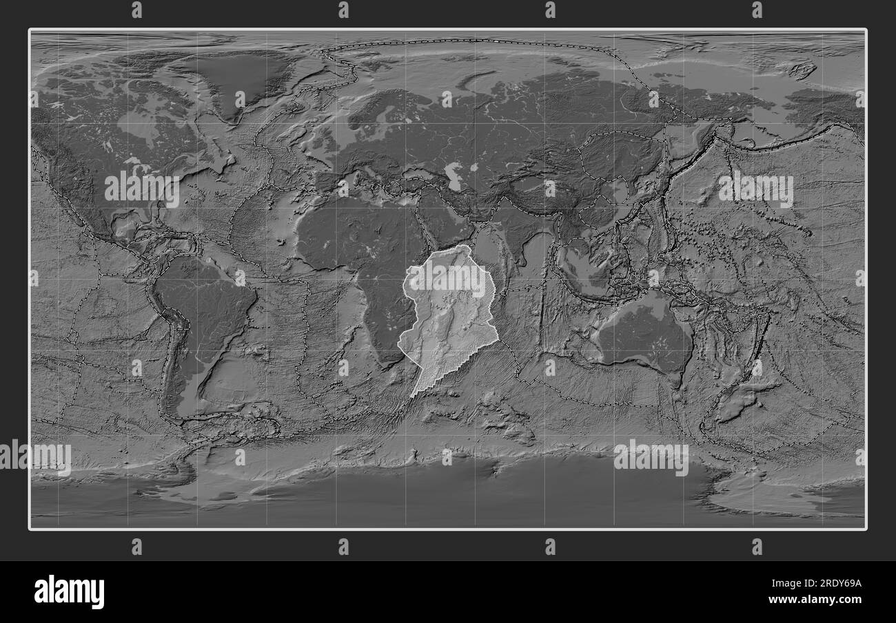 Somalian tectonic plate on the bilevel elevation map in the Compact ...