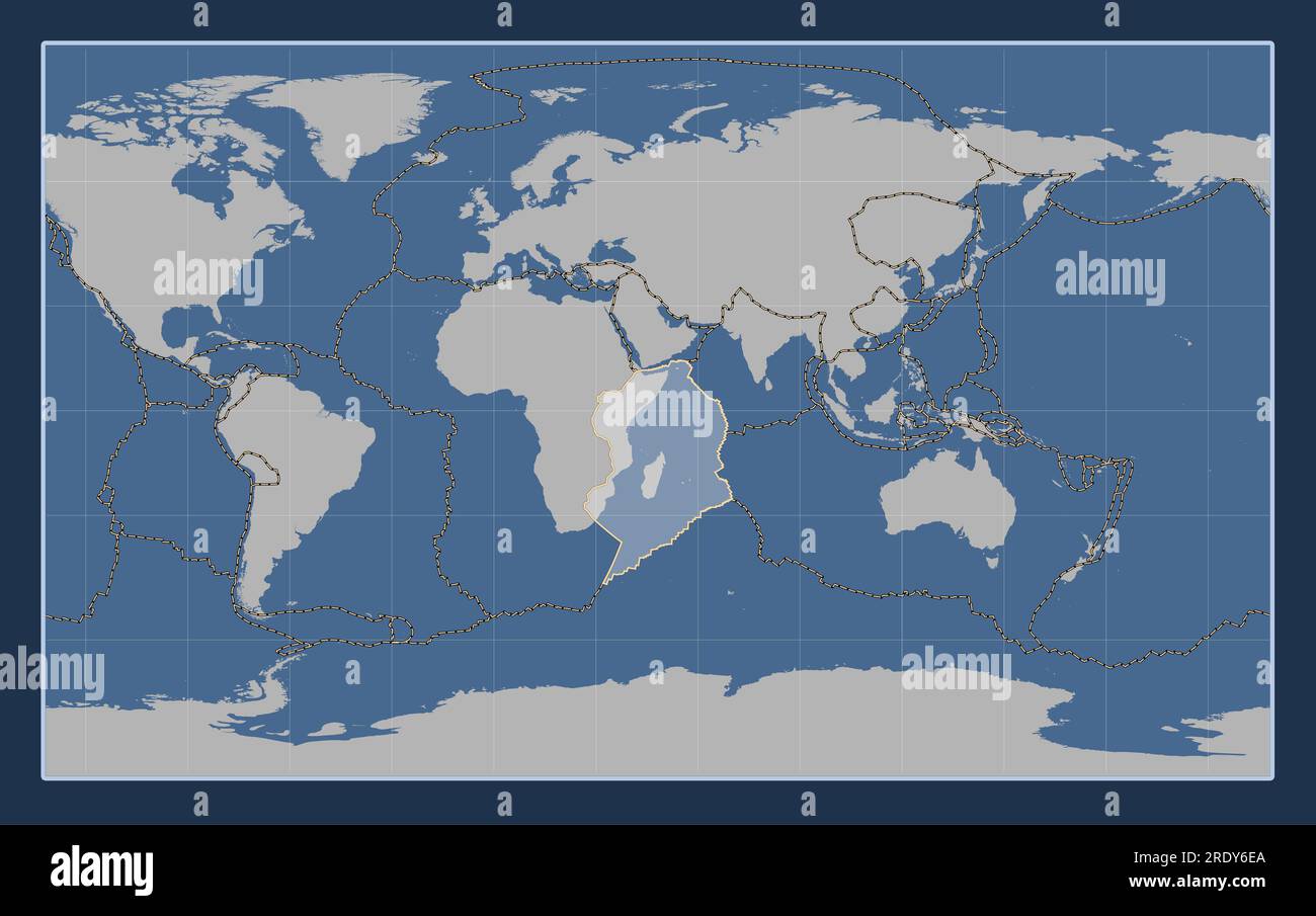 Somalian tectonic plate on the solid contour map in the Compact Miller ...