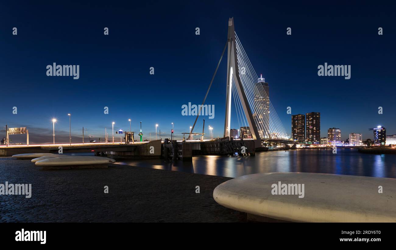 Rotterdam, the Netherlands - 2022-010-18: Erasmus brigde view in ...
