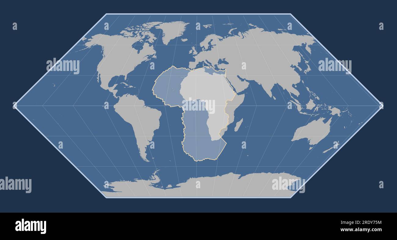 African Tectonic Plate On The Solid Contour Map In The Eckert I Projection Centered Meridionally