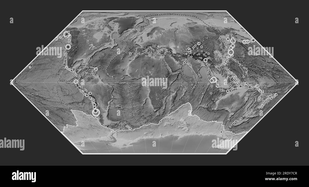 Antarctica Tectonic Plate On The Grayscale Elevation Map In The Eckert I Projection Centered