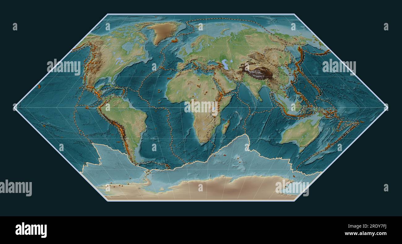 Antarctica tectonic plate on the Wiki style elevation map in the Eckert ...
