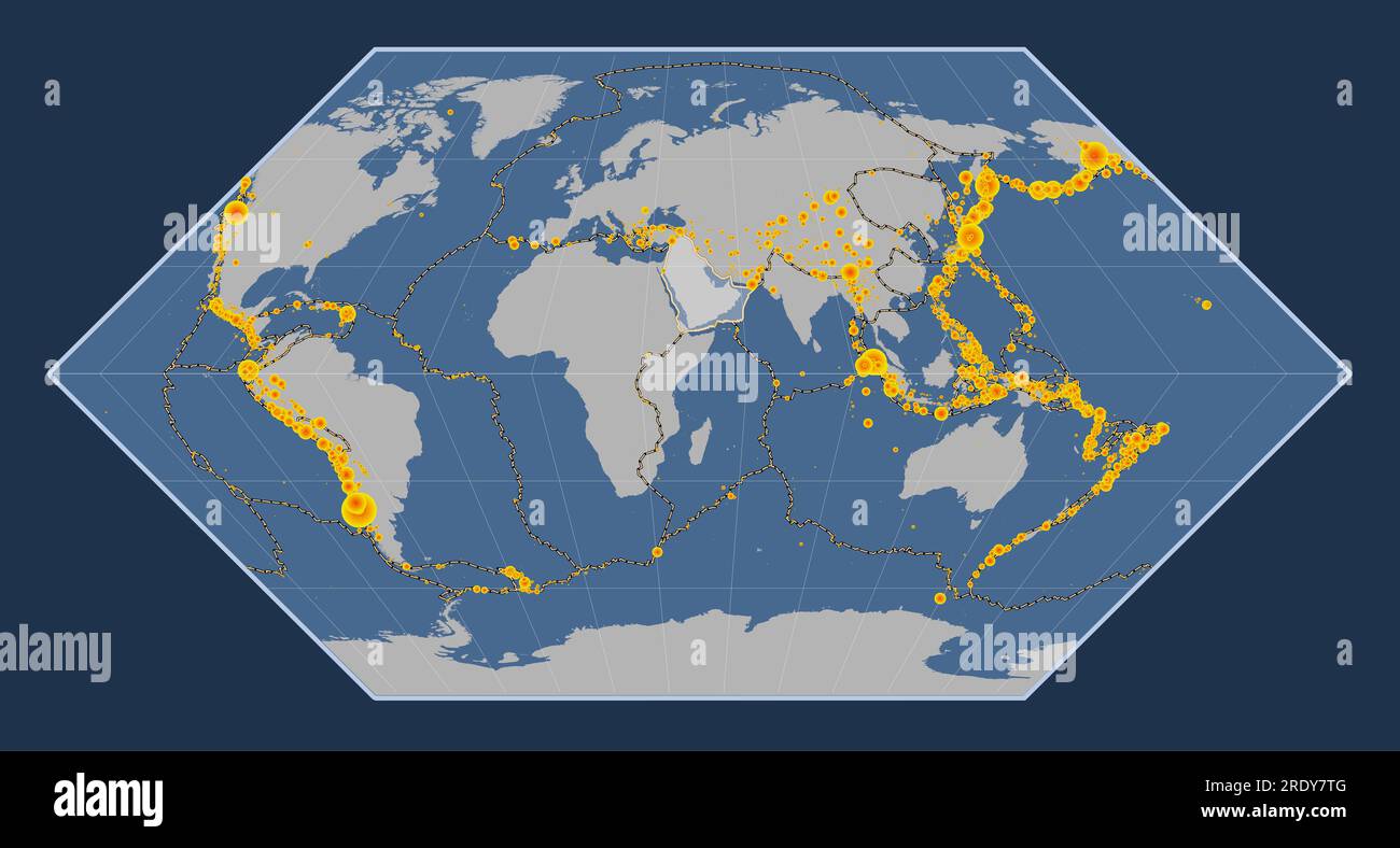 Arabian tectonic plate on the solid contour map in the Eckert I ...