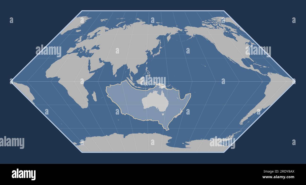 Australian Tectonic Plate On The Solid Contour Map In The Eckert I Projection Centered