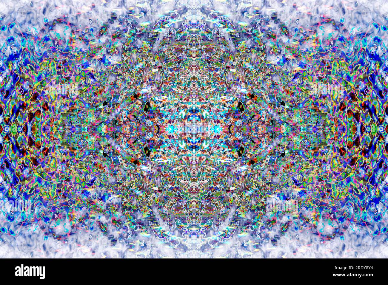 Rippled, distorted reflections of sun and sky in the River Thames ...