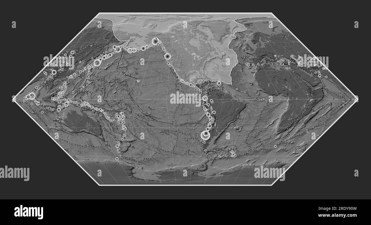 North American tectonic plate on the bilevel elevation map in the ...