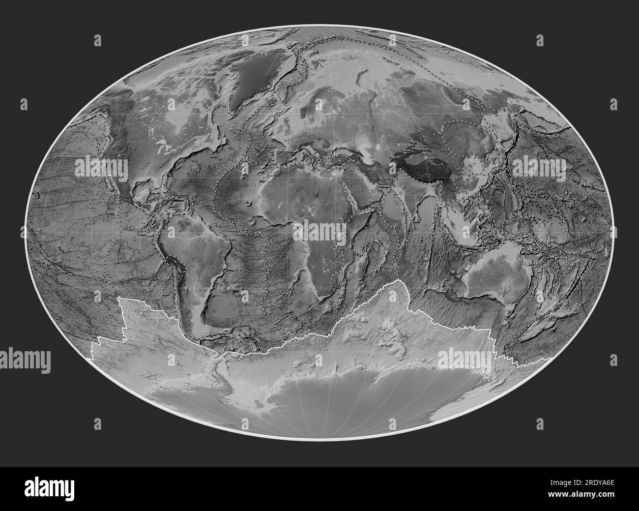 Antarctica Tectonic Plate On The Grayscale Elevation Map In The Fahey Projection Centered