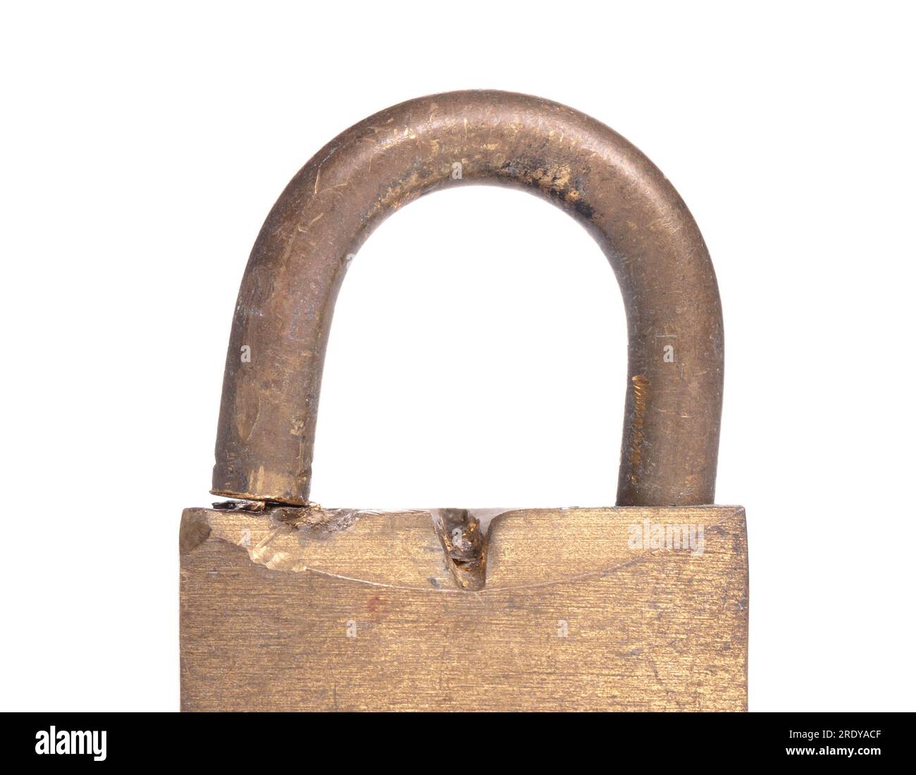 Image of a broken lock with a white background Stock Photo - Alamy