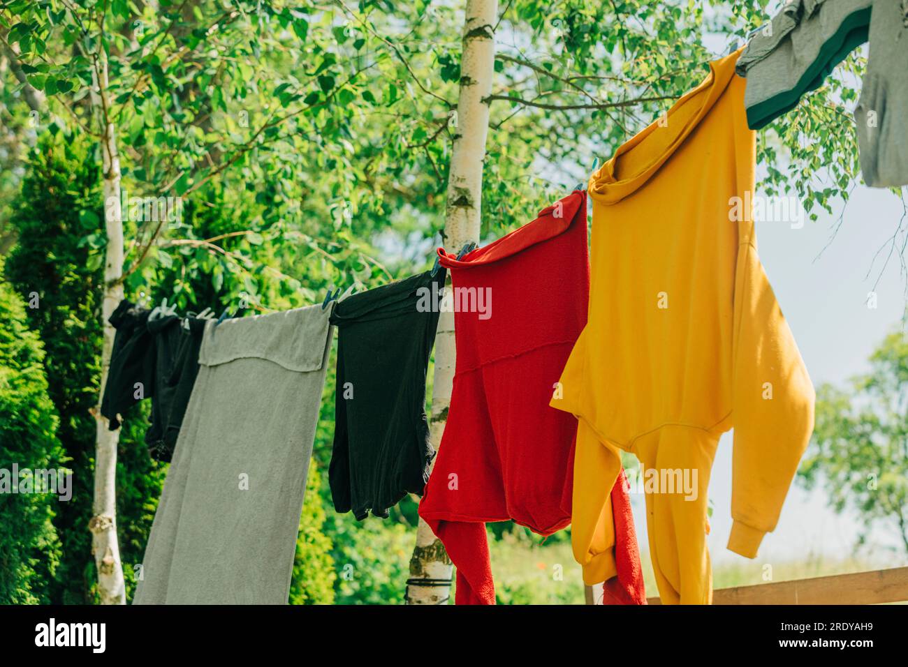 Laundry hanging on the rope hi-res stock photography and images - Alamy