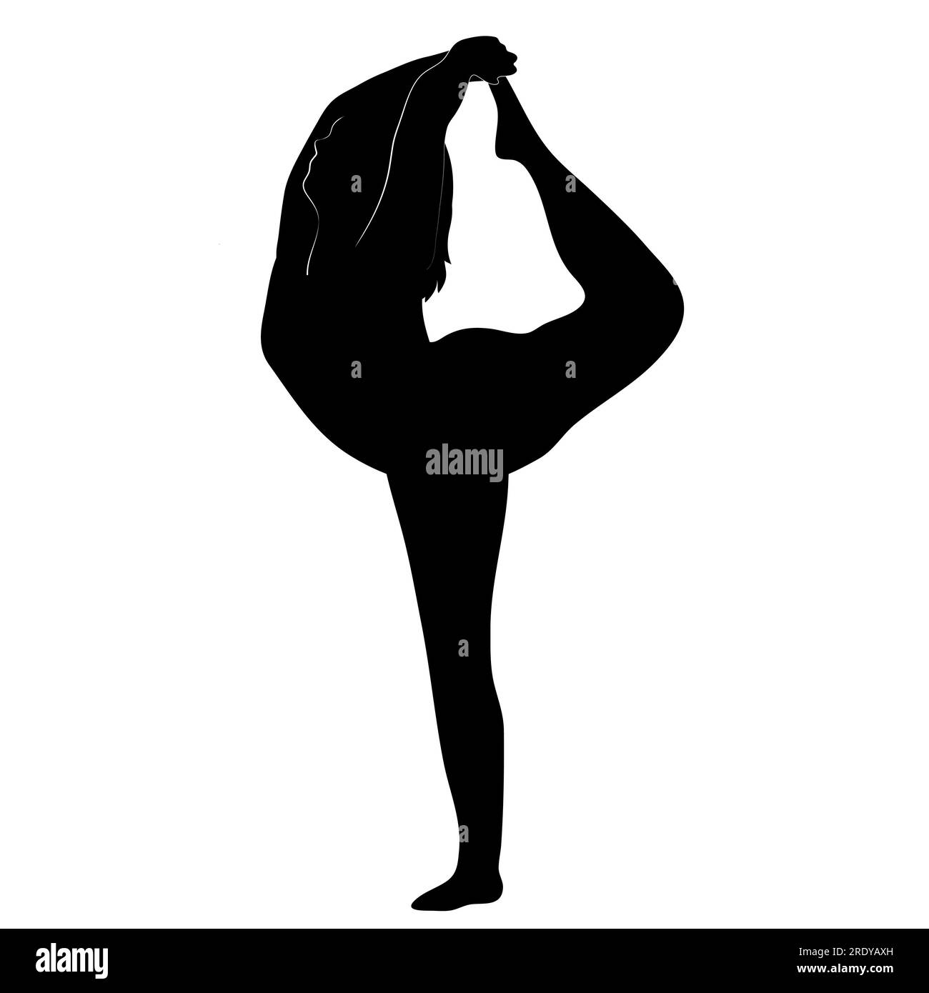Woman person doing a yoga pose in color black and white shadow ...