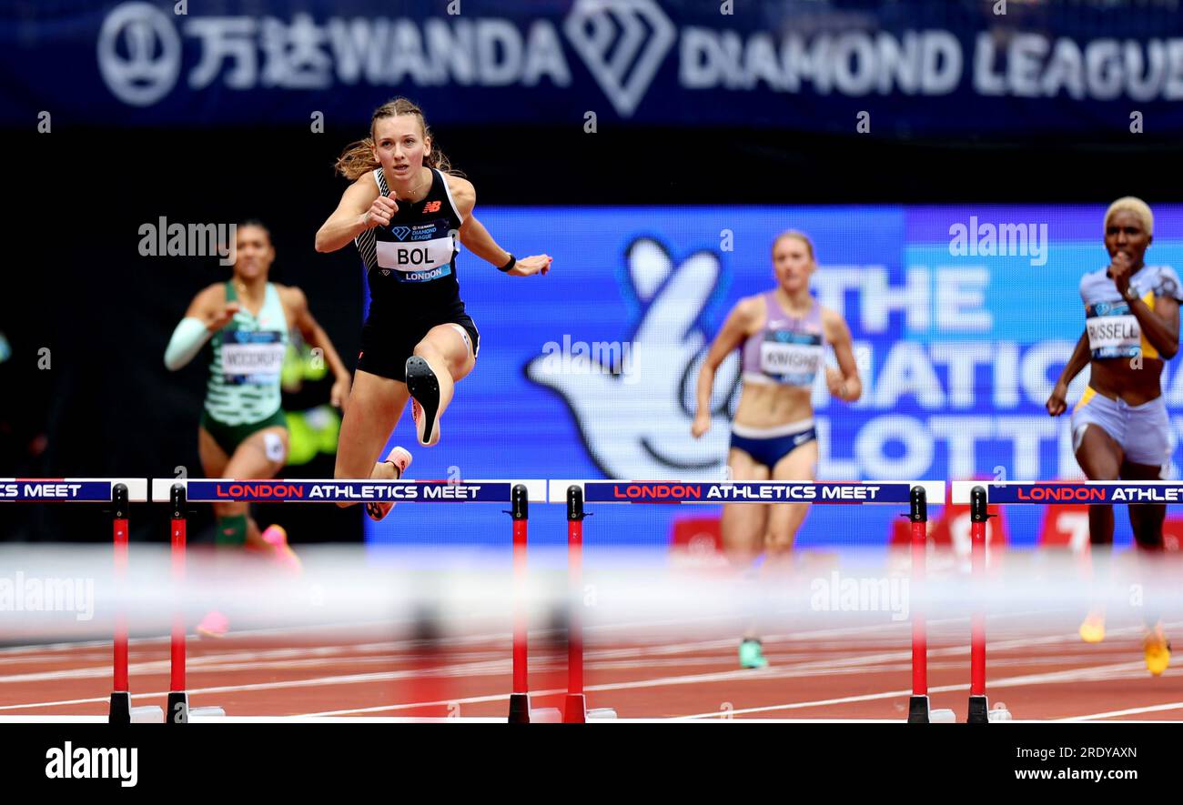 London, Britain. 23rd July, 2023. Femke Bol (front) of the Netherlands ...