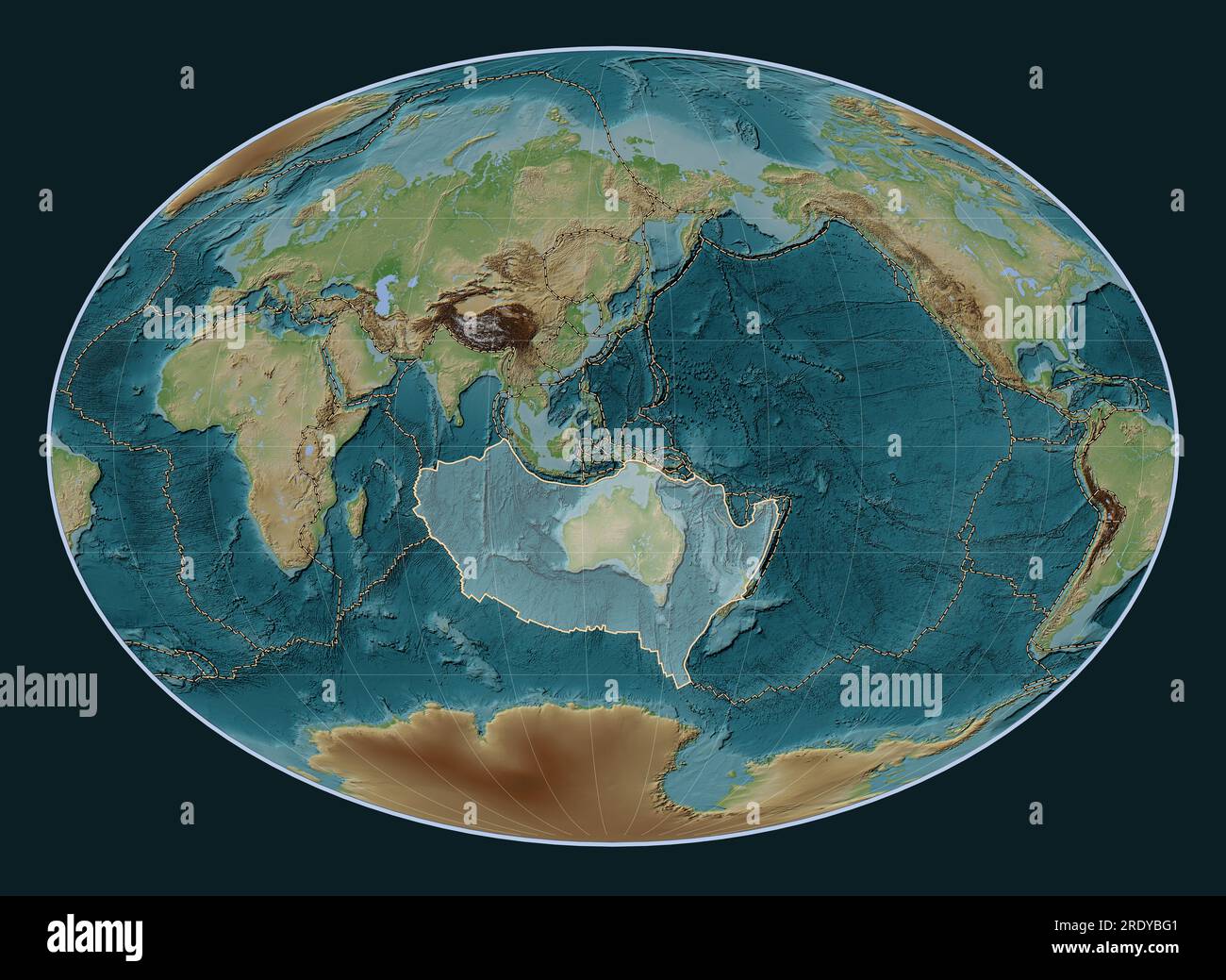 Australian tectonic plate on the Wiki style elevation map in the Fahey ...
