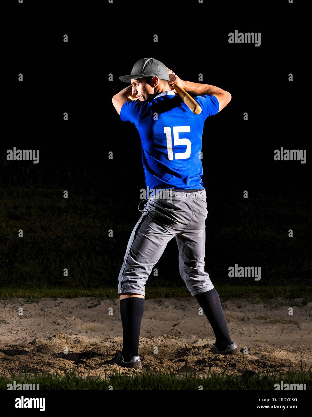 Rear view young baseball player hi-res stock photography and images - Alamy