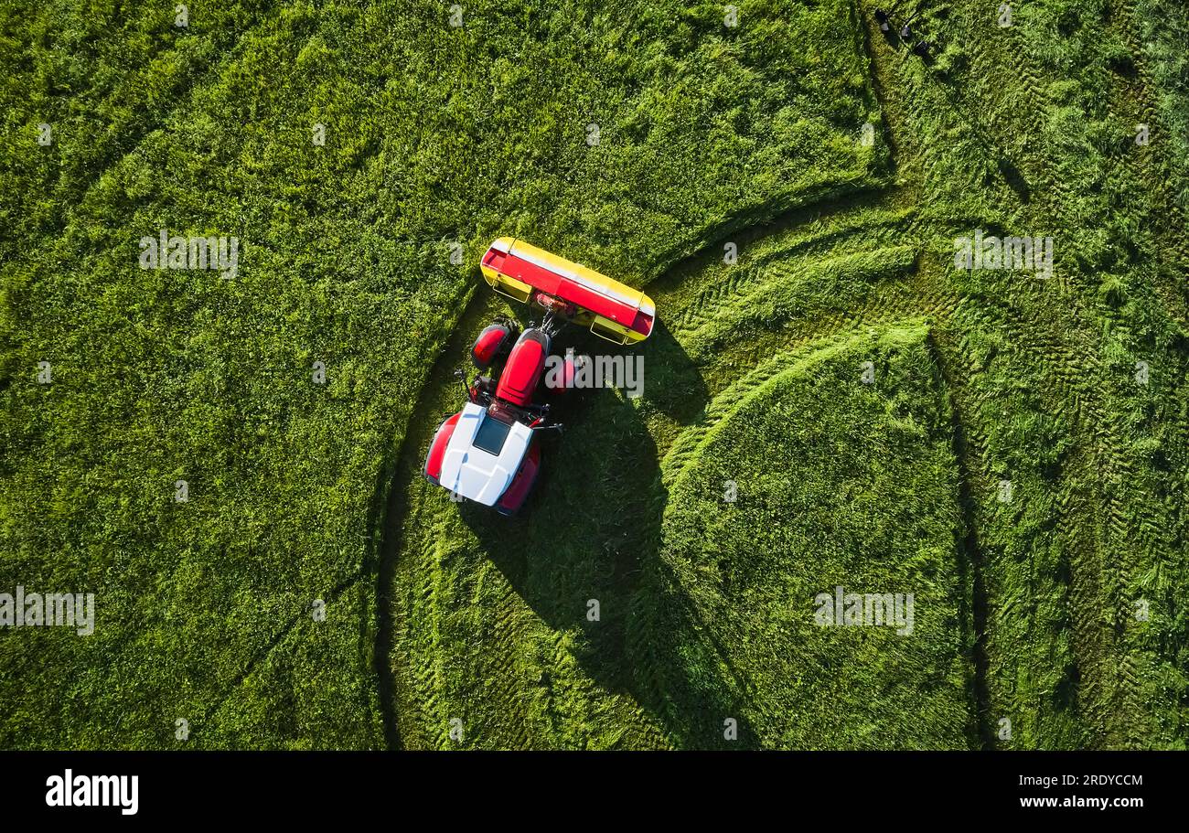 Tire tracks of tractor on grass in farm Stock Photo - Alamy
