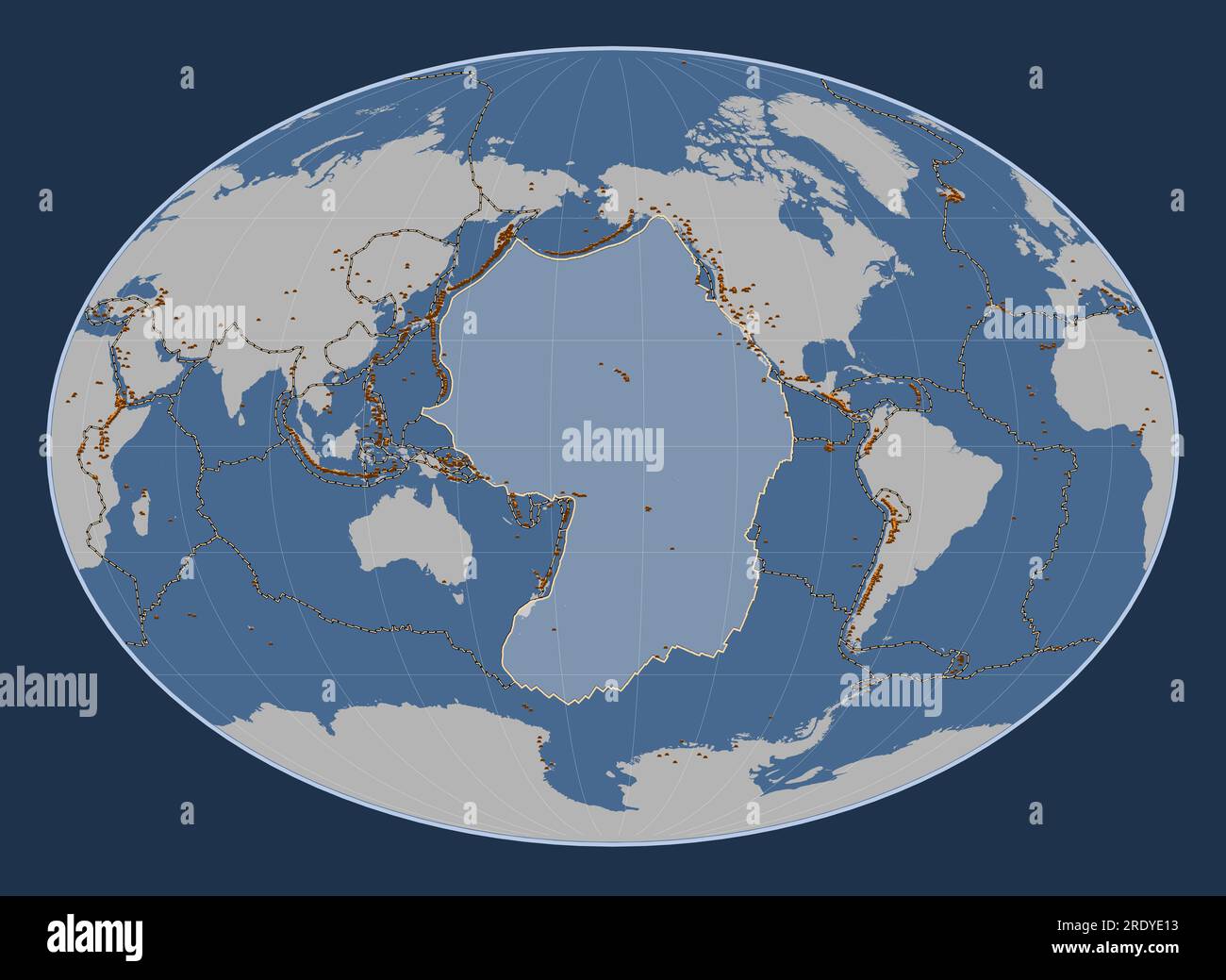 Pacific Tectonic Plate On The Solid Contour Map In The Fahey Projection Centered Meridionally