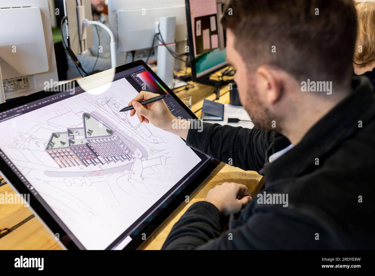 Man working desk office drawing tablet hi-res stock photography and ...