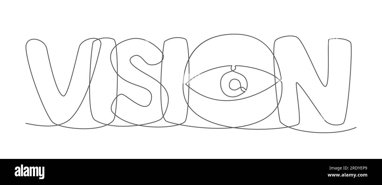 Vision One line drawing isolated on white background Stock Vector Image ...
