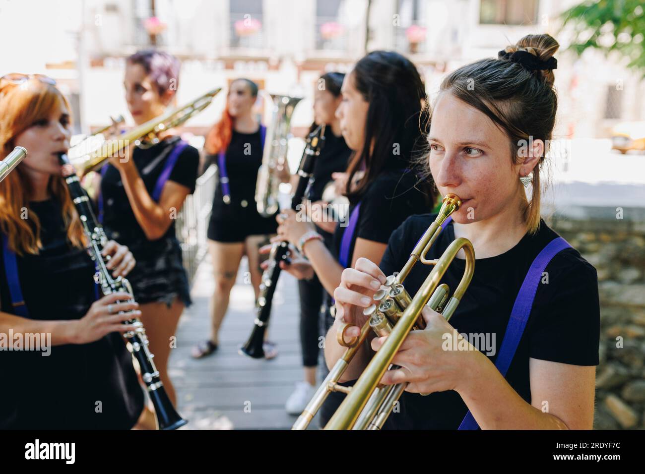 Women's folk group rehearsing with musical instruments Stock Photo - Alamy