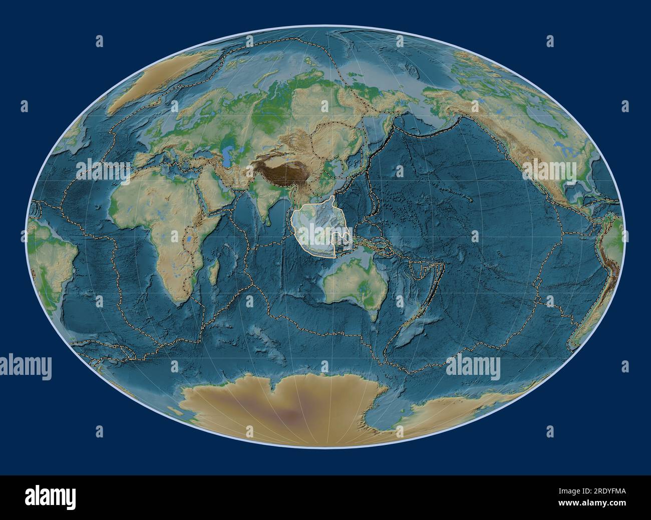 Sunda tectonic plate on the physical elevation map in the Fahey ...