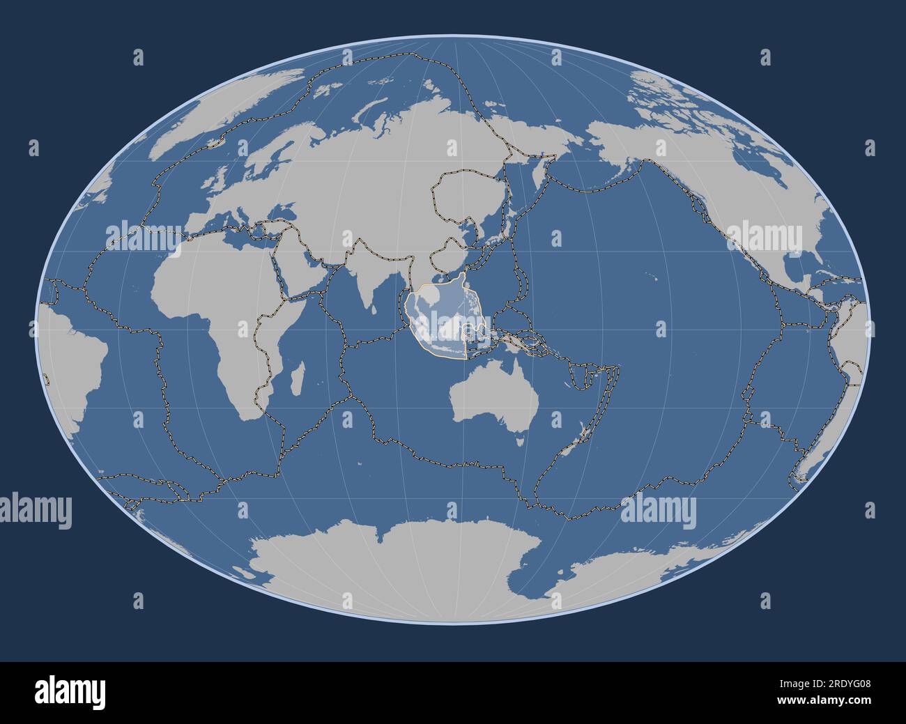 Sunda tectonic plate on the solid contour map in the Fahey projection ...