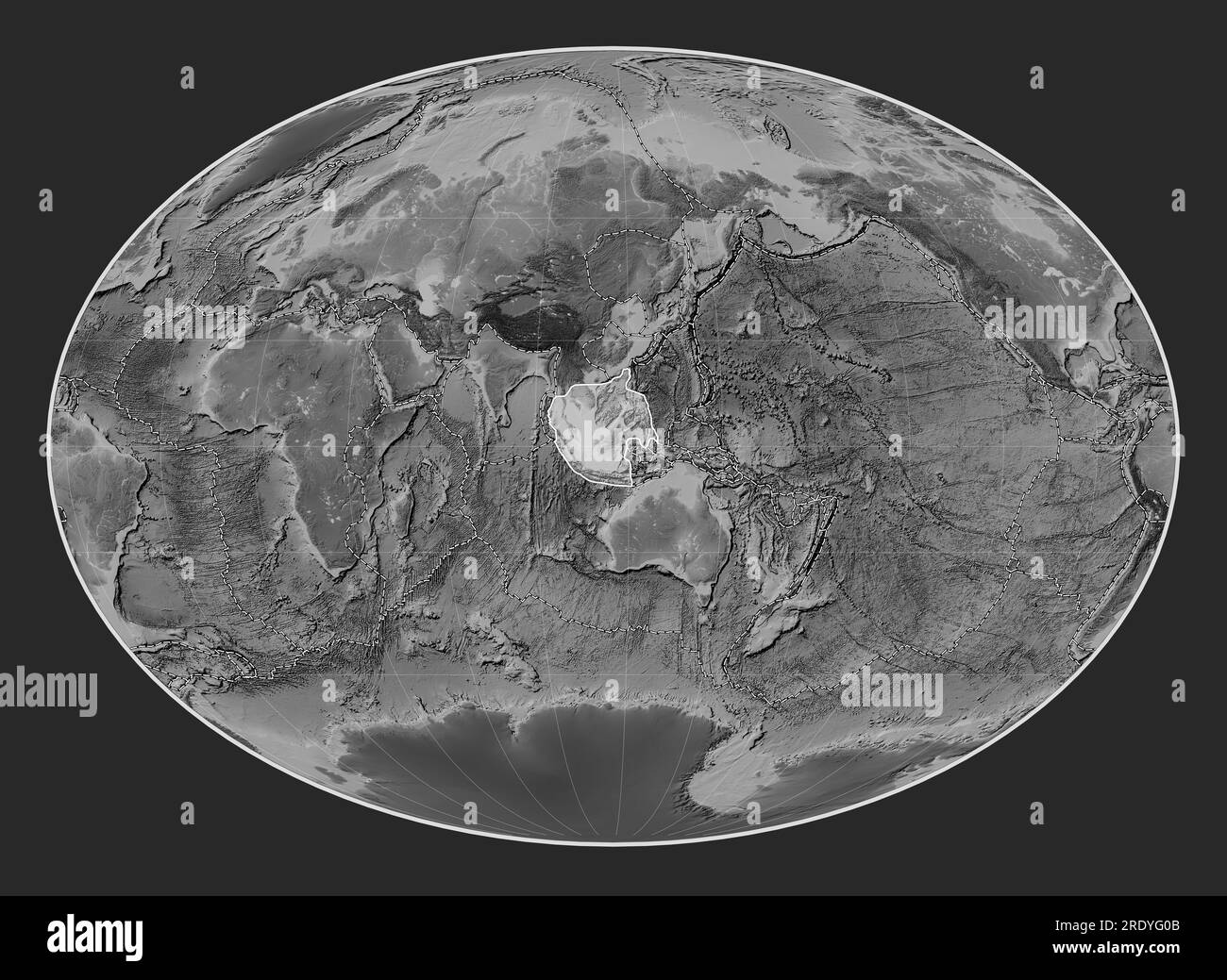 Sunda tectonic plate on the grayscale elevation map in the Fahey ...