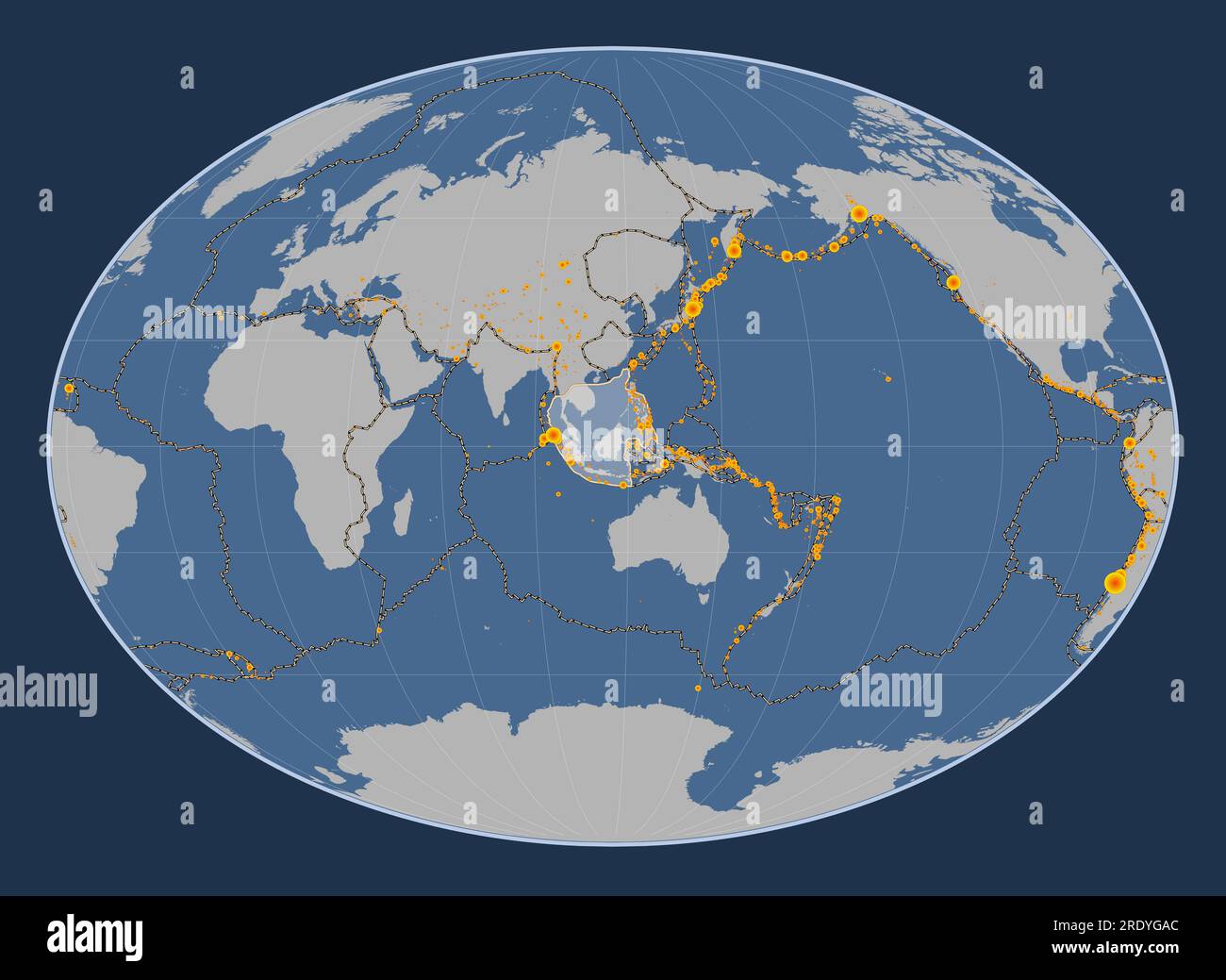 Sunda tectonic plate on the solid contour map in the Fahey projection ...