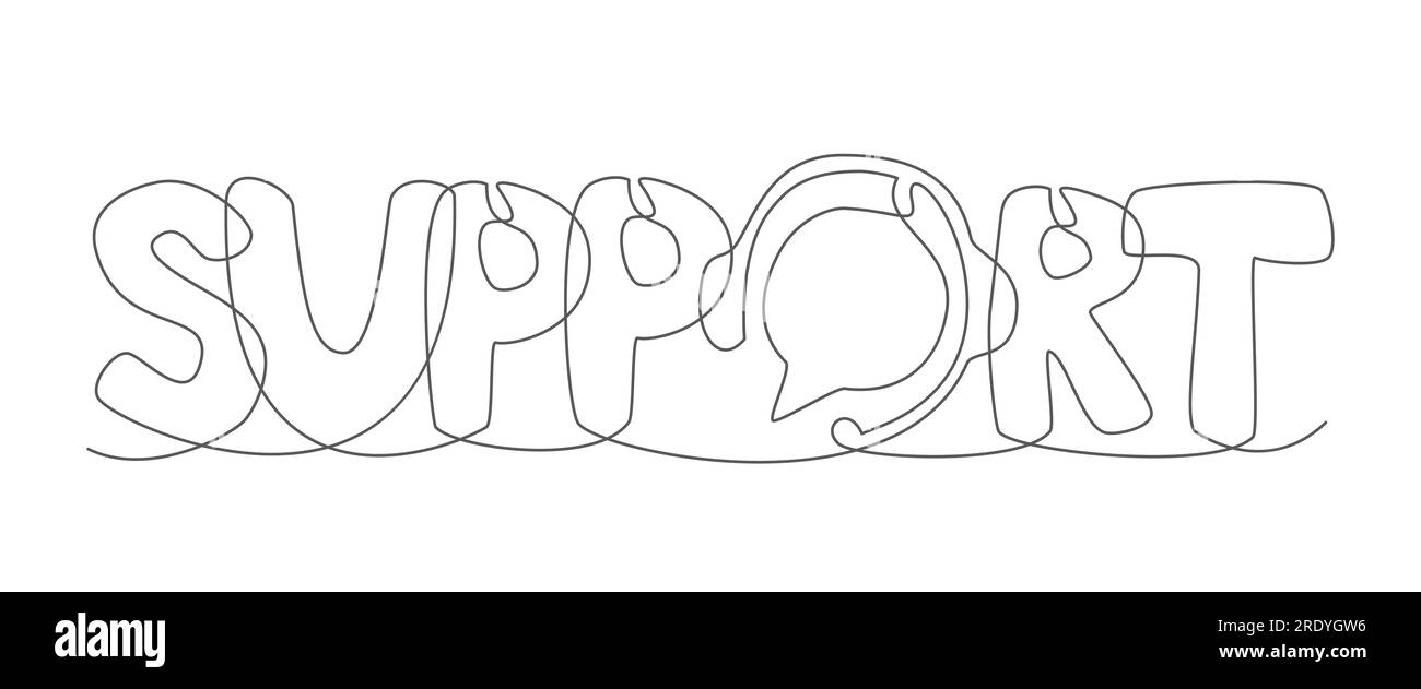 Support One line drawing isolated on white background Stock Vector ...
