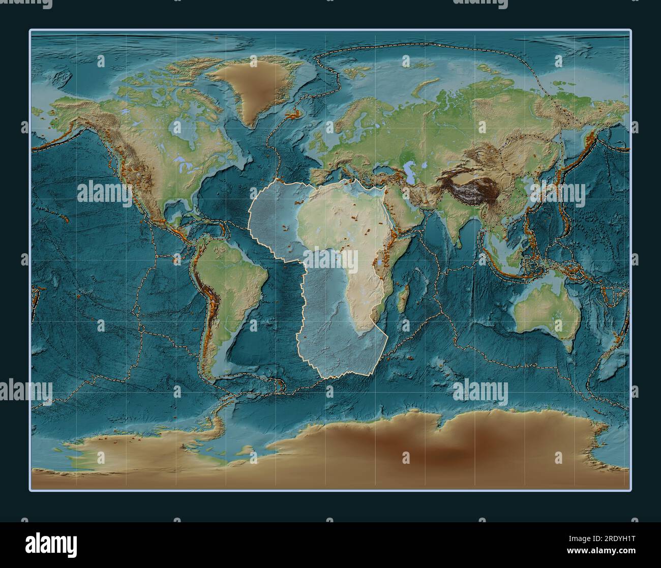 African tectonic plate on the Wiki style elevation map in the Gall ...